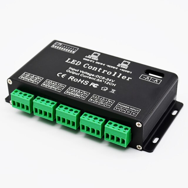 LED Strip Controller DC5V-24V 12 canali RGB DMX512... – Grandado