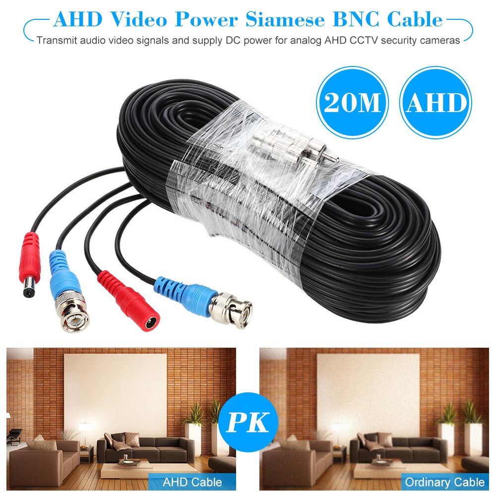 20M 65ft CCTV Security Camera Video Power Cable Co... – Grandado