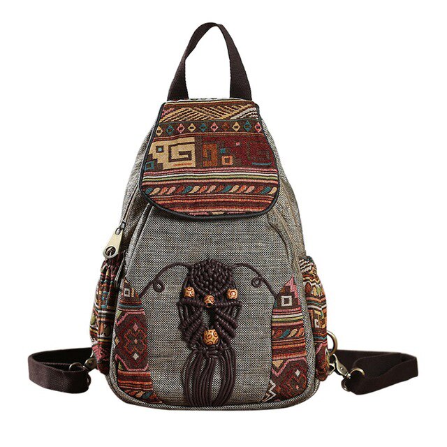 Vintage Embroidery Ethnic Canvas Backpack Women Ha... – Grandado
