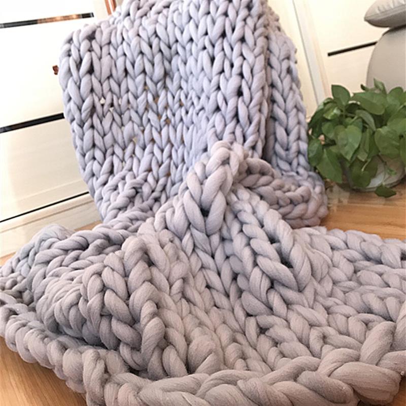 Chunky Knitted Blanket Weaving Blanket Mat Throw C... – Grandado