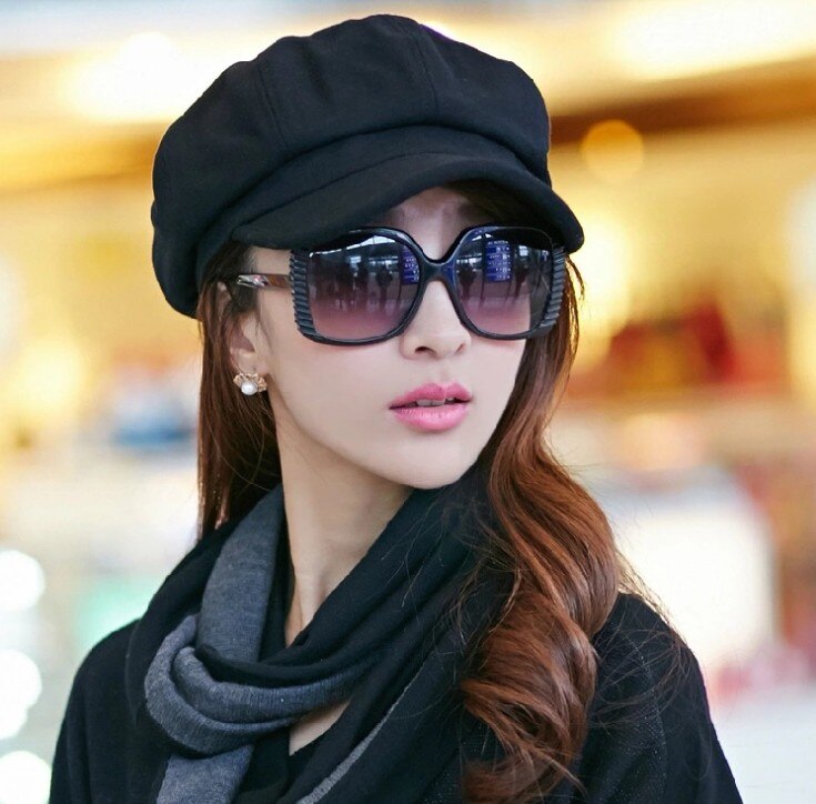 Hat female winter octagonal hat autumn winter trim... – Grandado