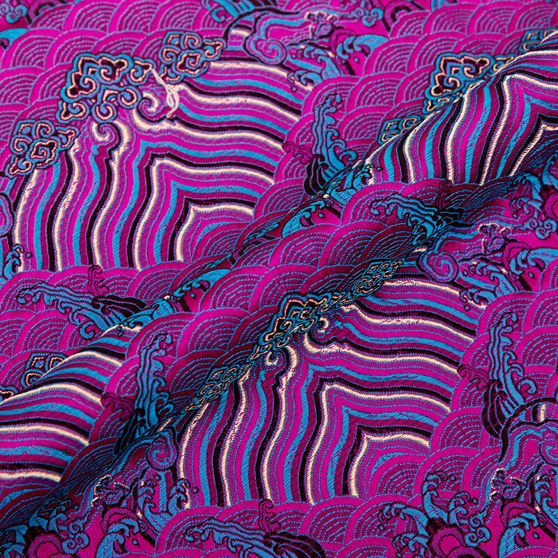 75cm Brocade Jacquard Satin Fabric Wave Material f... – Grandado