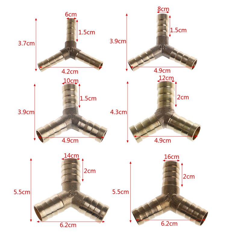 6-16mm Brass Y Piece 3 Way Fuel Hose Joiner Connec... – Grandado