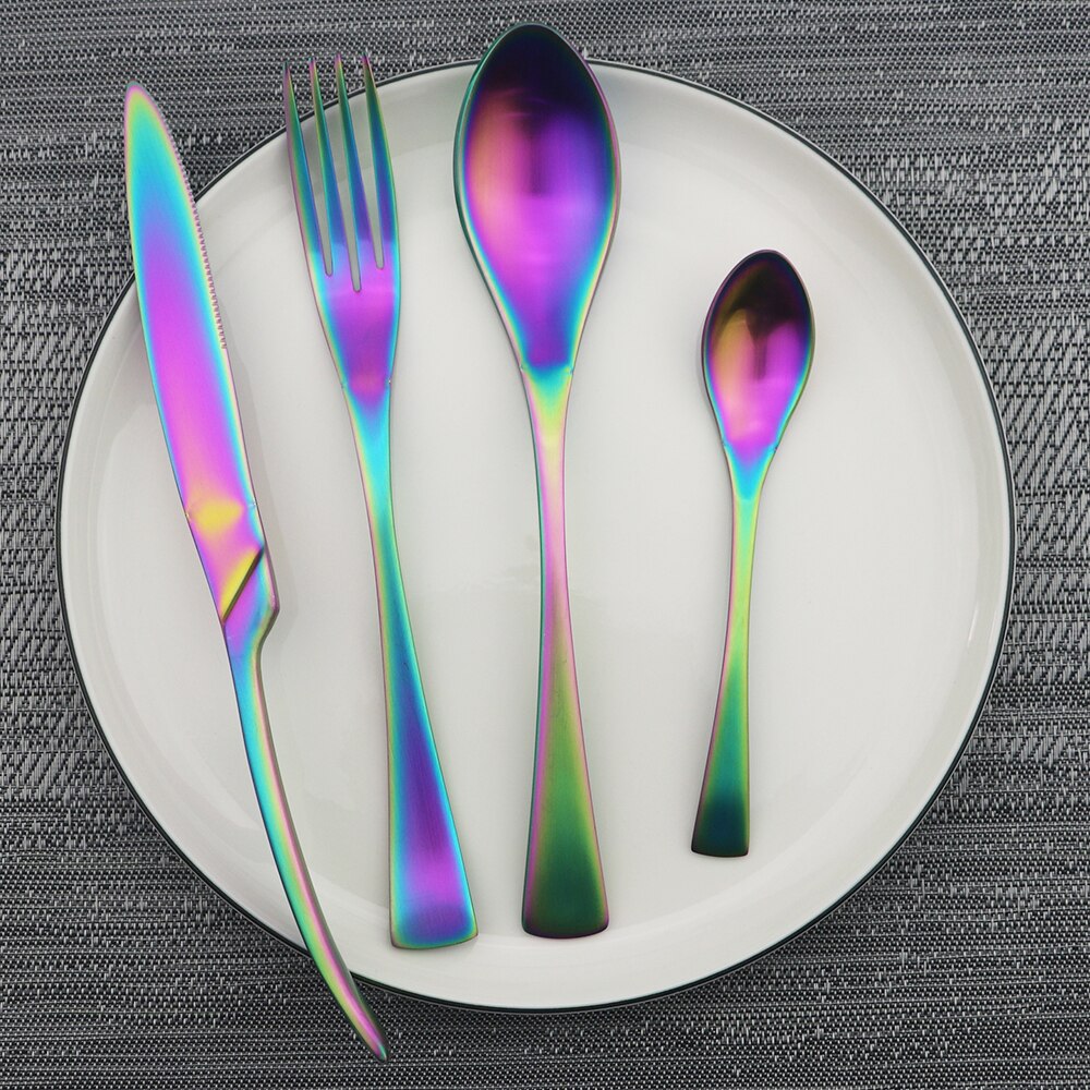 4 stk kniv gaffel ske bestik sæt sort bestik sæt 3... – Grandado