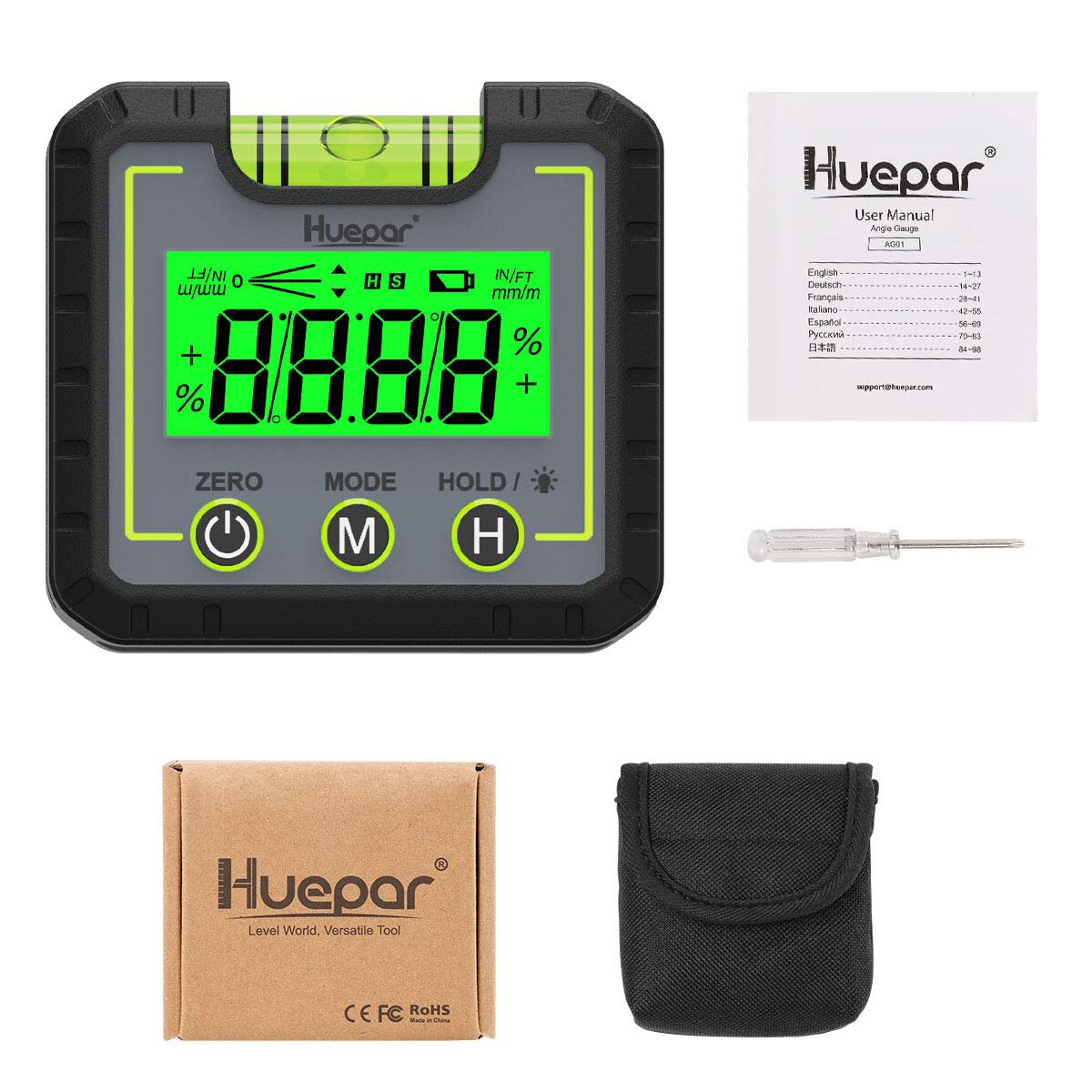 Huepar Digitale Inclinometer Level Box Gauge Hoek ... – Vicedeal
