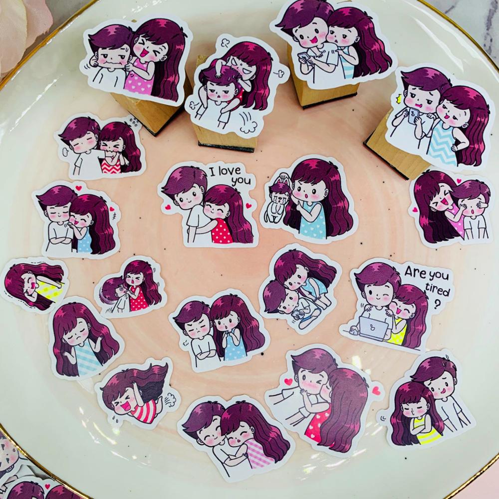 38 pcs Cute couple decorative paper stickers carto... – Grandado