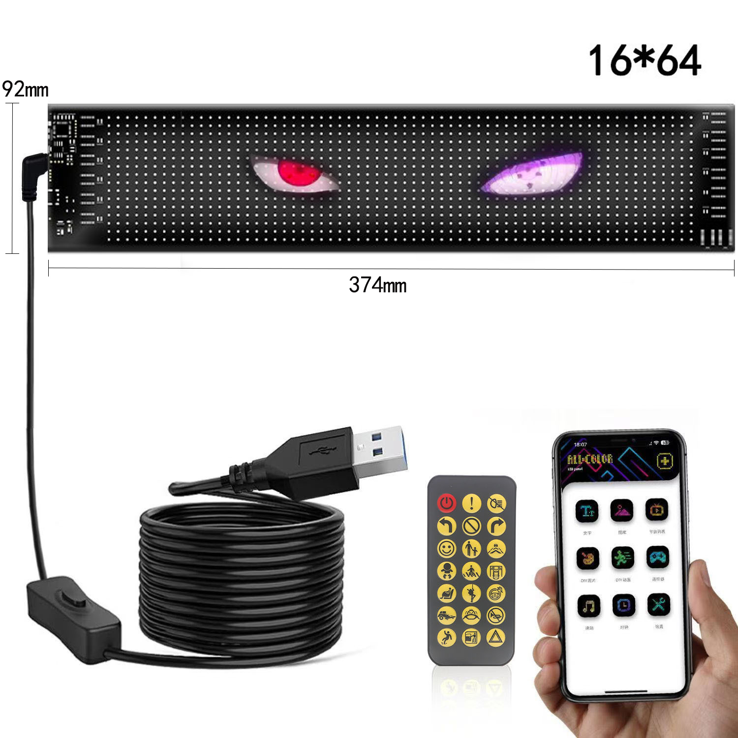 led Matrix display car panel flexible pixel Progra... – Grandado