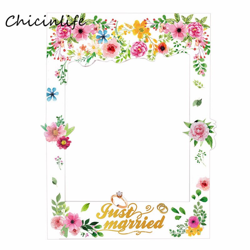 Chicinlife Flowers Just Married Photo Booth Frame ... – Grandado