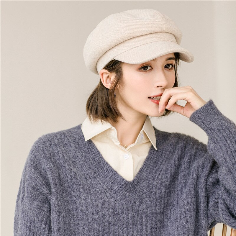 Women Winter Hat Newsboy Cap Short Brim Spring Aut... – Grandado