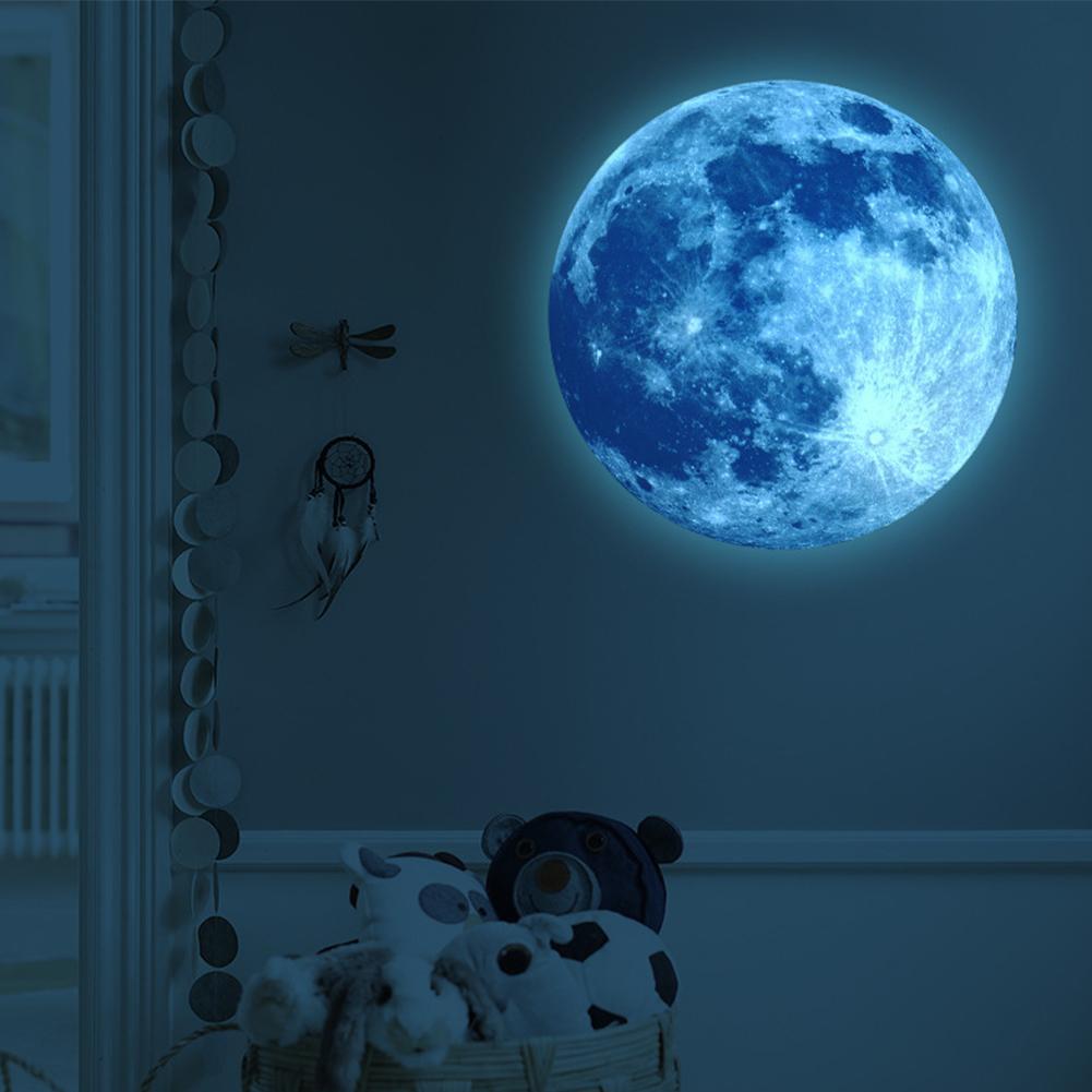 Aesthetic 3D Luminous Dark Moon Wall Stickers Chil... – Grandado