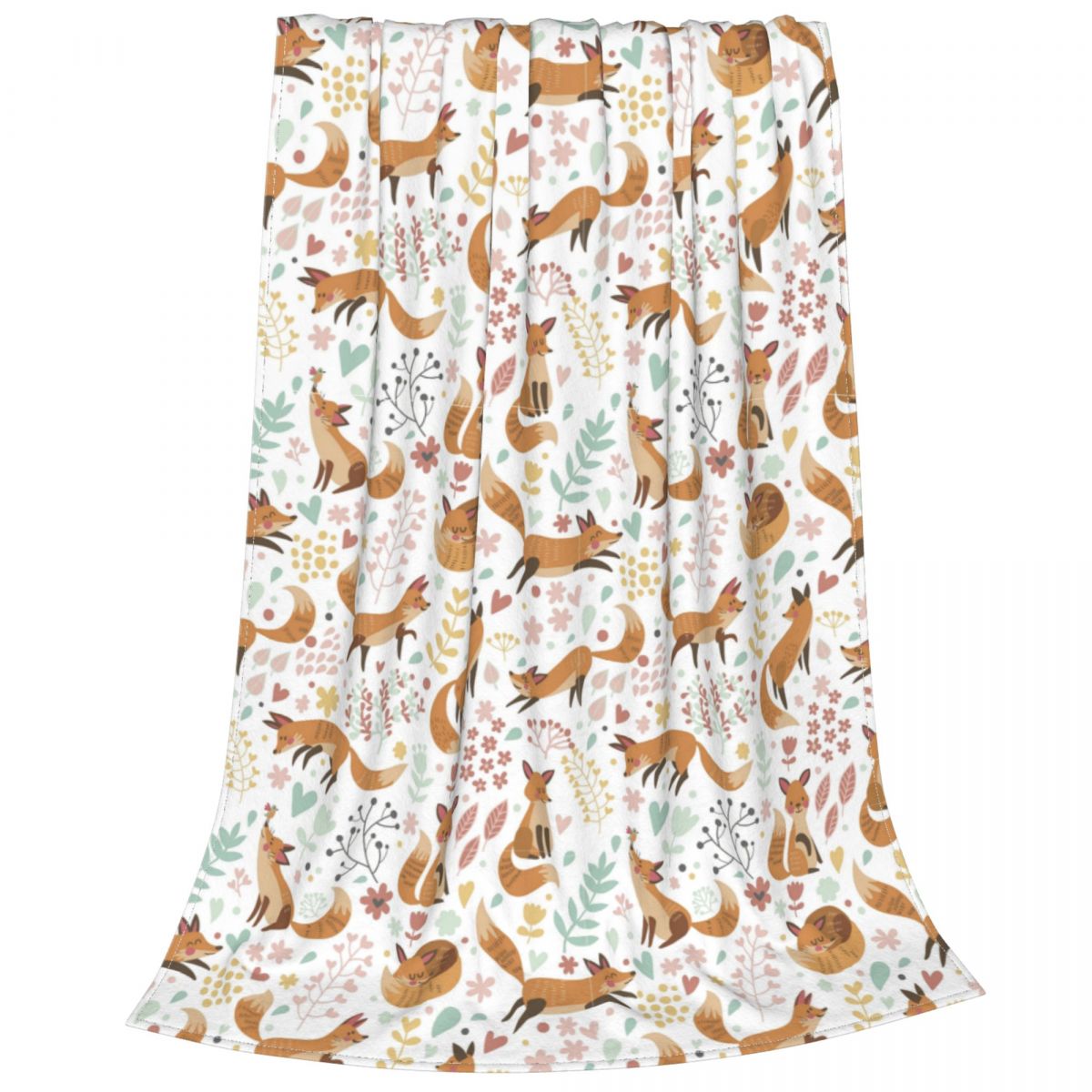 Fox Pattern Blankets Flannel Print Animal Cute Cre... – Grandado