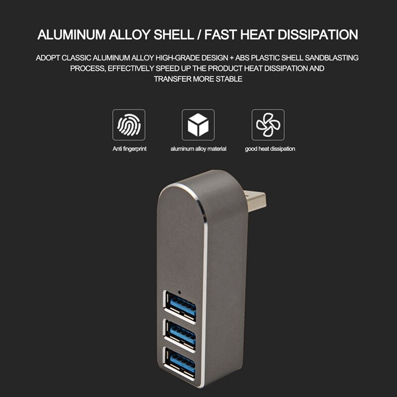 Aluminium Roterende USB3.0 Hub Hub Splitter 4 Port... – Grandado