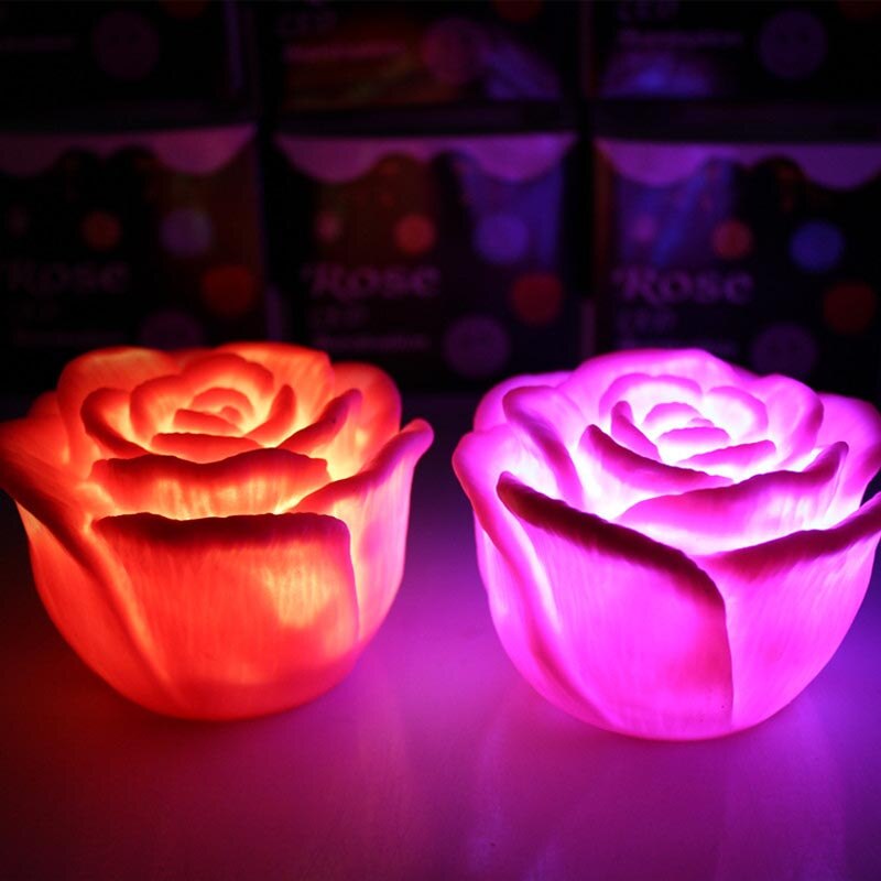 Romantic LED Floating Rose Flower Candle Night Lig... – Grandado