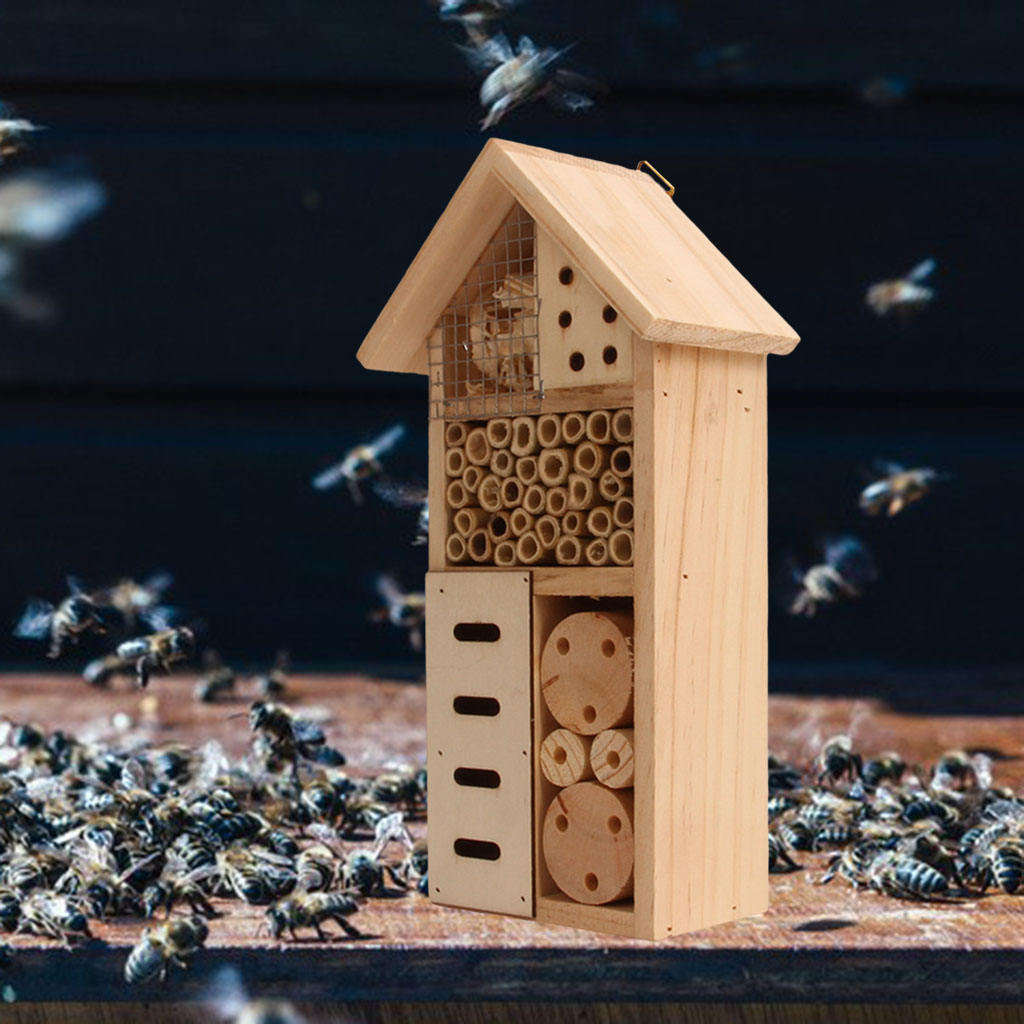 Wooden Insect Hotel Box Hive Ladybugs Nest Hanging... – Grandado