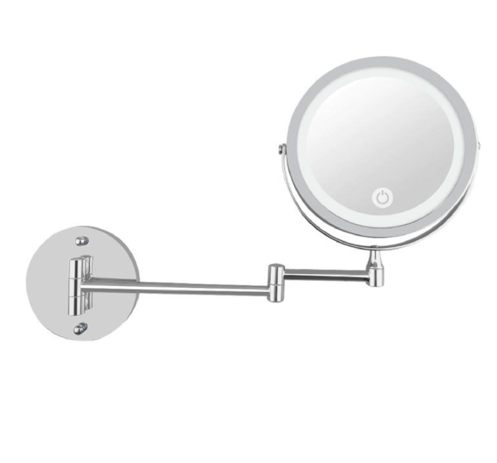 LED Make up Mirror With Light Silver Round Extendi... – Vicedeal