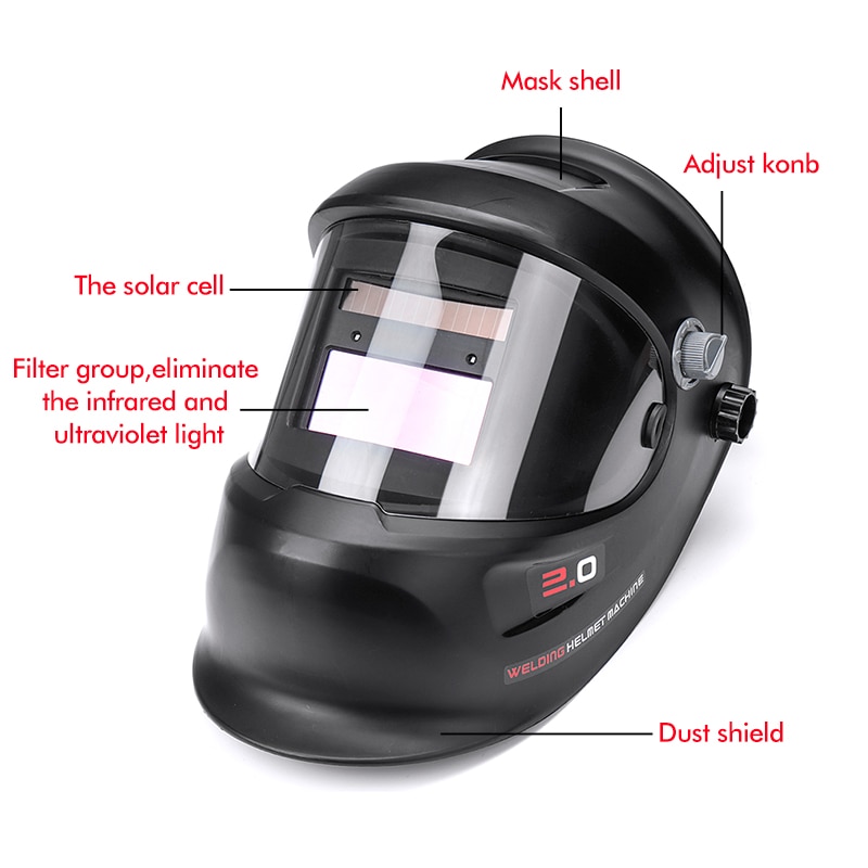 Big View Welding Mask Solar Power darkening TIG MI... – Grandado