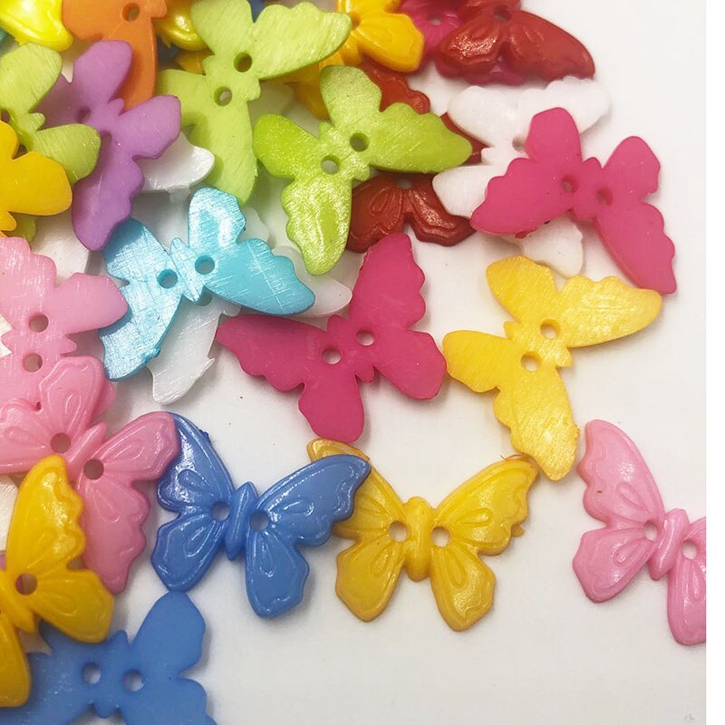 100 Pcs Gemengde Kleur Vlinder Vorm 2 Hole Plastic... – Vicedeal
