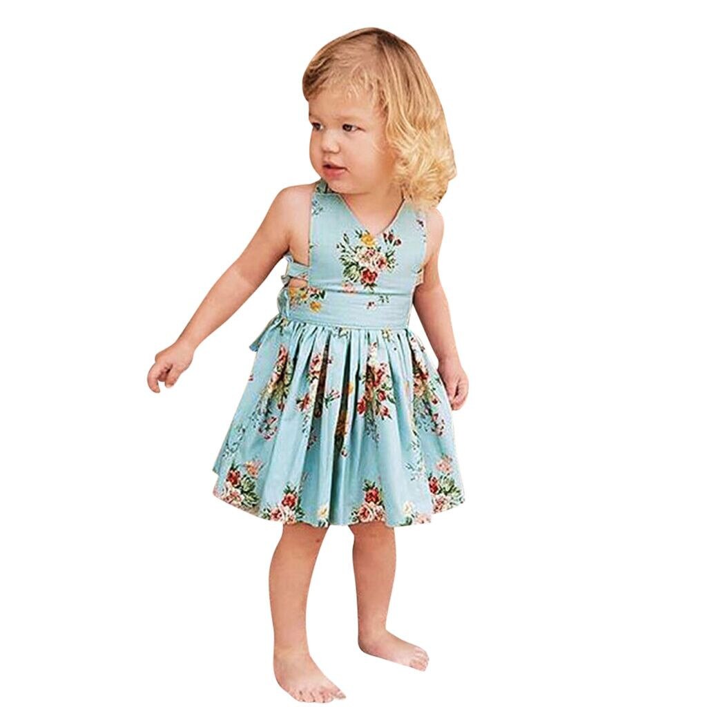 Backless Floral Dress Toddler Kids Baby Girls Laci... – Grandado