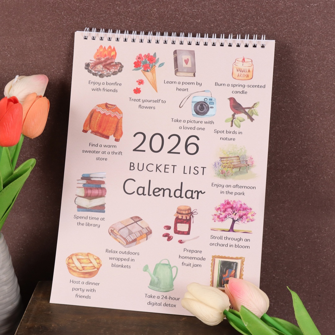 Printable Bucket List Calendar Watercolor Calendar... – Grandado