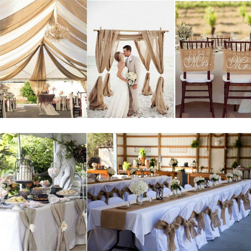 50cm wide vintage rustic wedding table burlap runn... – Vicedeal