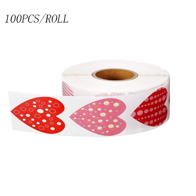 500PCS/Roll Red Love Heart Shaped Label Sticker Sc... – Grandado