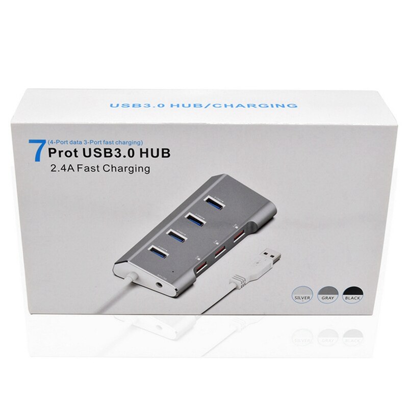 HUB USB 3,0, 4 puertos + 3 puertos, 2.4A, puerto d... – Grandado