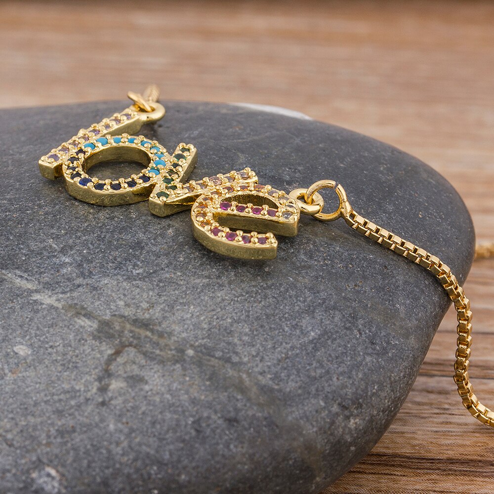 neue Liebe knapp Anhänger Halskette Gold Farbe Nam... – Grandado