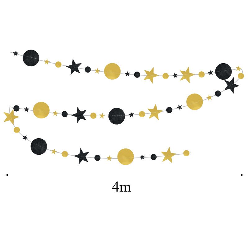 4m Glitter Mirror Paper Banner Black Gold Silver S... – Vicedeal