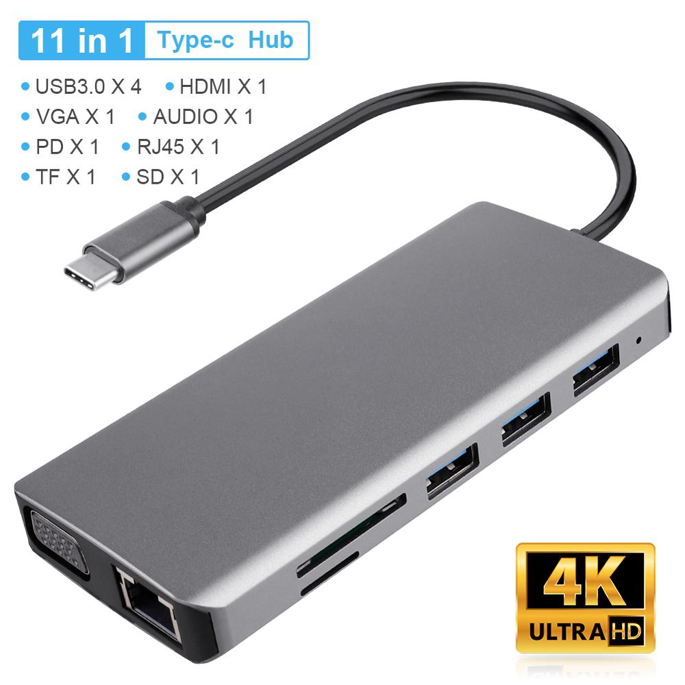 9 Ports USB C HUB to HDMI VGA RJ45 Gigabit Etherne... – Vicedeal