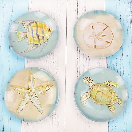 4 piece melamine plate set A5 melamine starfish st... – Grandado
