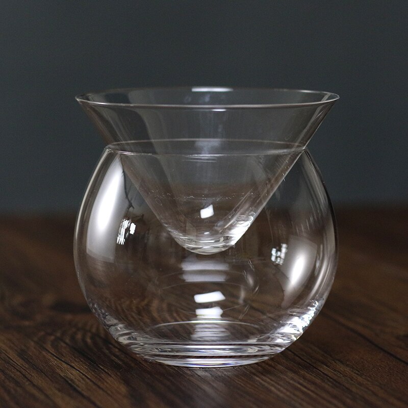 lead free glass conical cone stemless martini cock... – Grandado