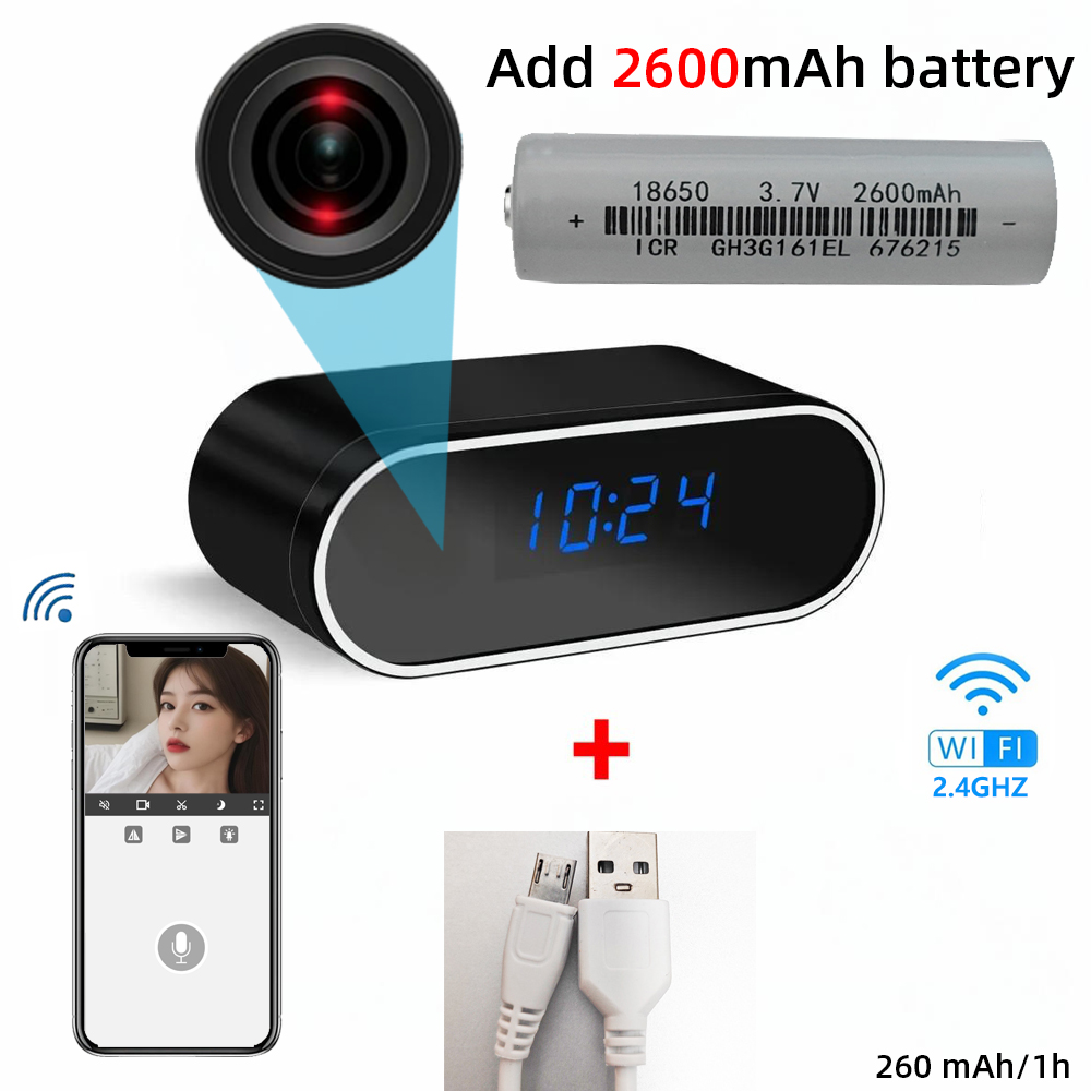 4k 1080p HD Mini Camera Clock Camera Wireless Wifi... – Grandado