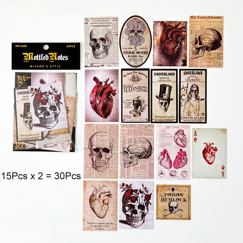 30Pcs Goth Stickers Pack Scrapbooking Schedel Stic... – Vicedeal