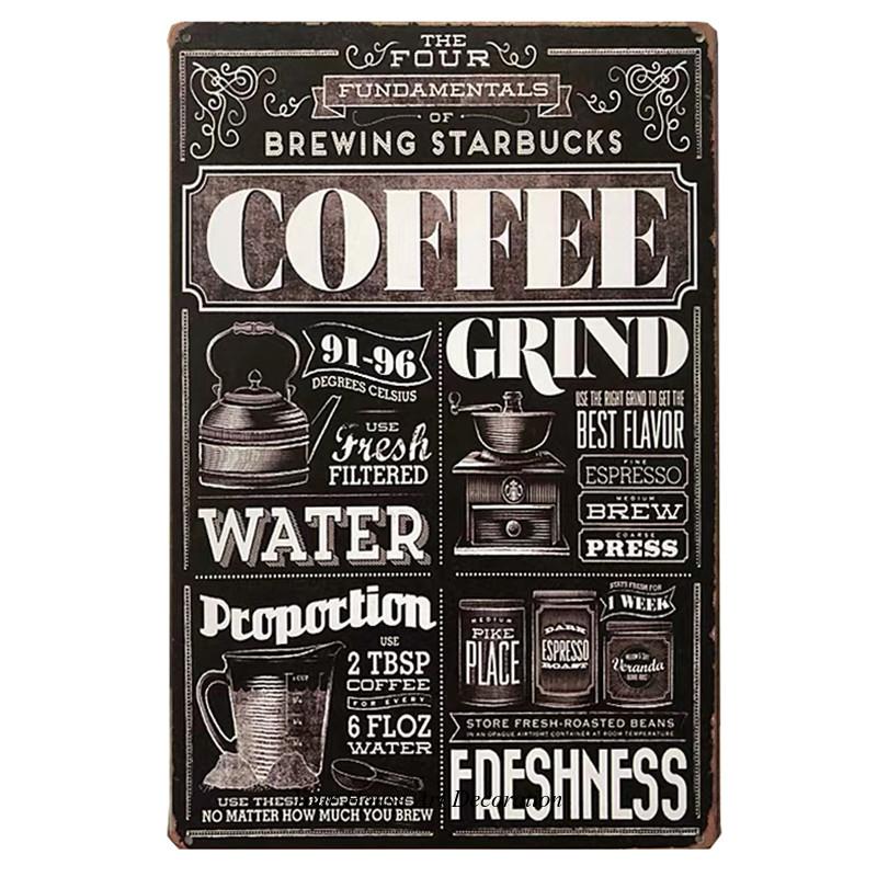 Vintage Metal Tin Signs Wall Art Plate Drink Coffe... – Vicedeal