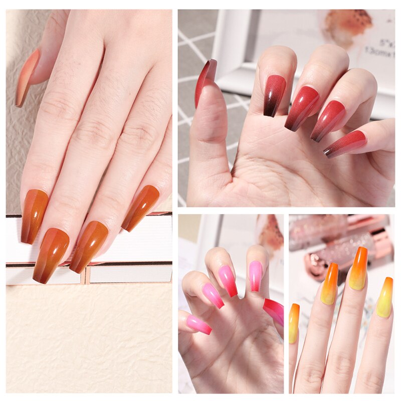 Fals Nails Gradient Color Nail Patch Jelly Glue Re... – Grandado