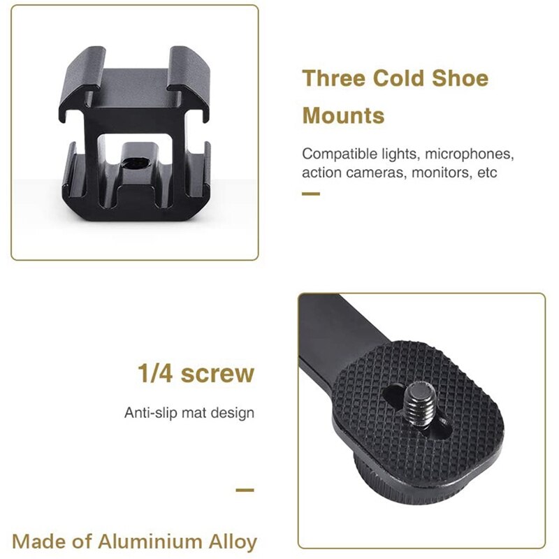 Triple Cold Shoe Mount Universal Extension Bracket... – Grandado