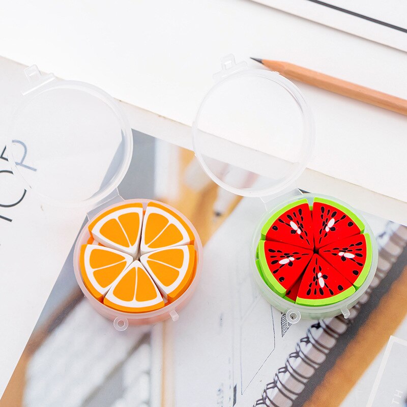 4 Pcs/Box Mini Cute Fruit Rubber Eraser Escolar St... – Grandado