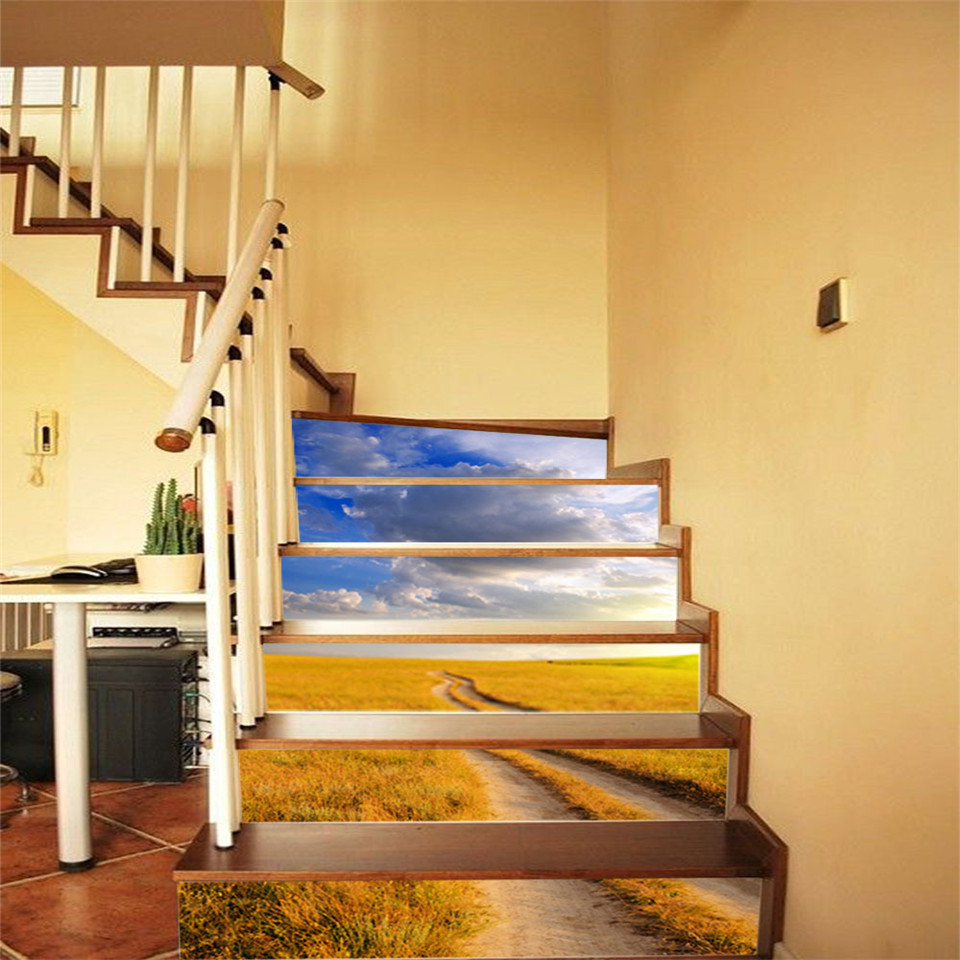 Golden steppe Stairs Sticker Self-adhesive Removab... – Grandado