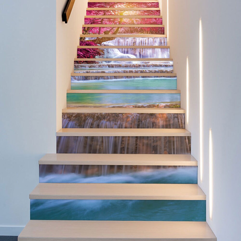 Forest Flowing Water Wallpaper Staircase Sticker F... – Grandado
