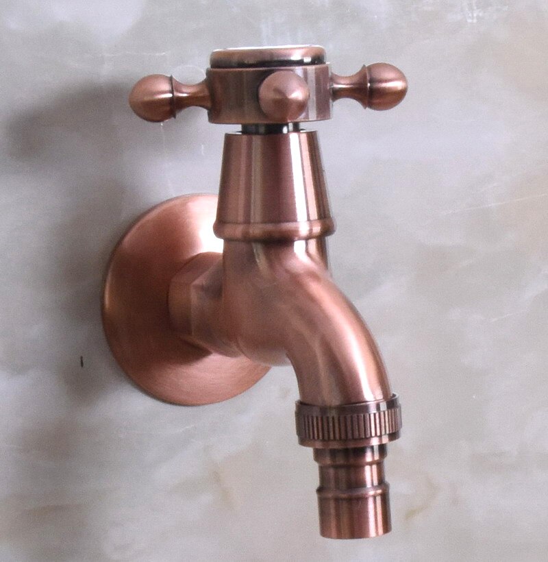 Antique Red Copper Wall Mount Golden Water Tap Gar... – Grandado