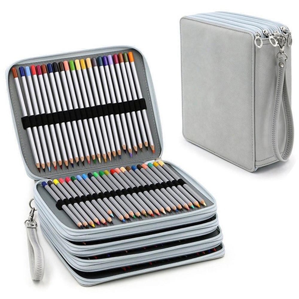 70/127/168 Holes Square Pure Color PU Pencil Case ... – Grandado