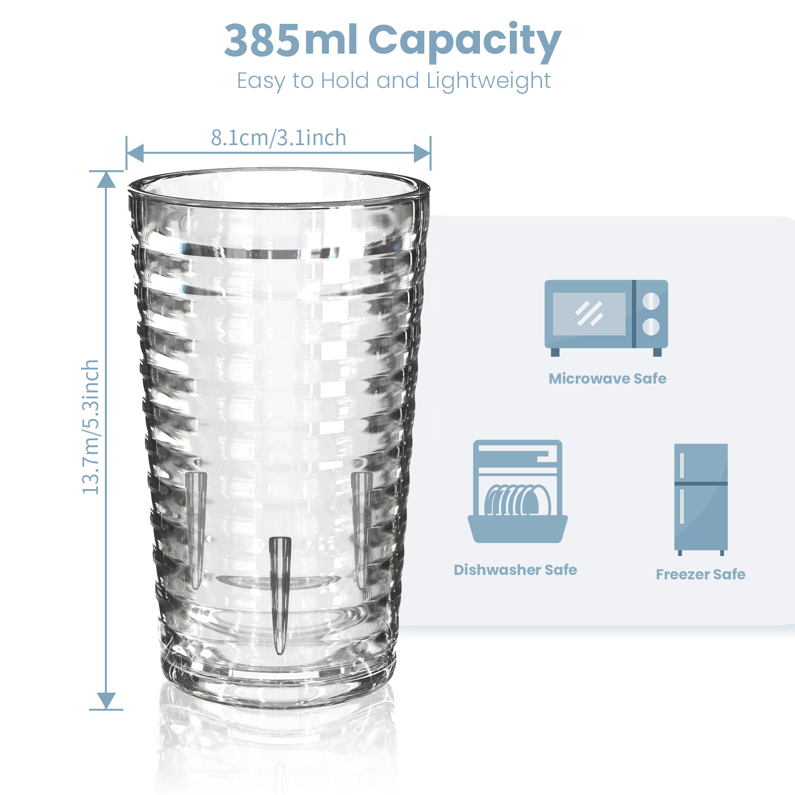 385ml Stackable Plastic Cup Drinking Juice Milk So... – Grandado
