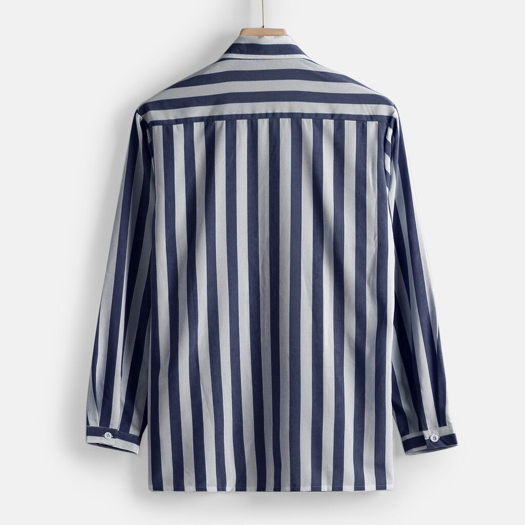 Men Fashio Vertical Striped Slim Fit Long Sleeve C... – Grandado