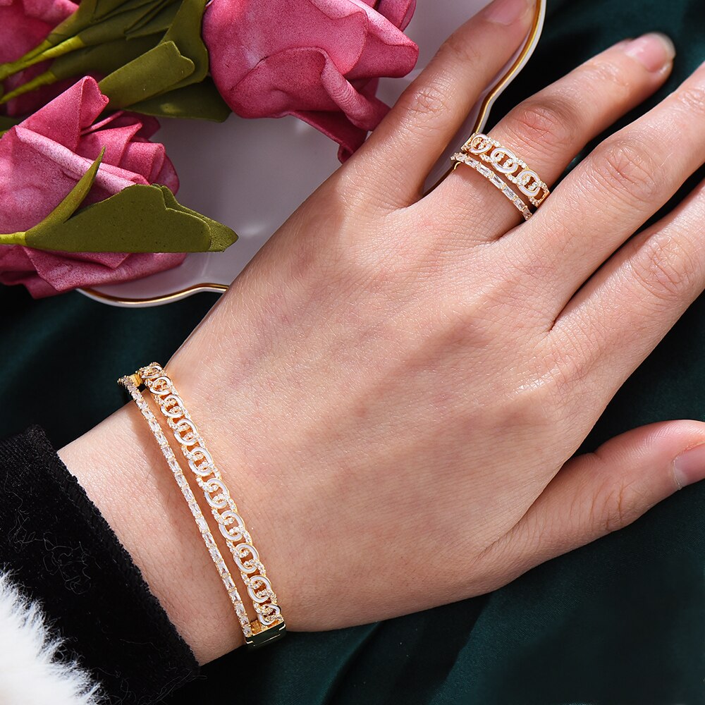 GODKI Trendy Mixed Stack 2pcs Bangle Ring Set For ... – Vicedeal