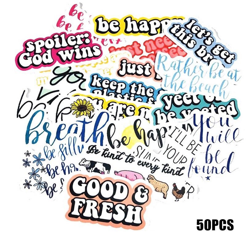 50 Pcs Inspirational Sticker Life Quote Waterproof... – Grandado