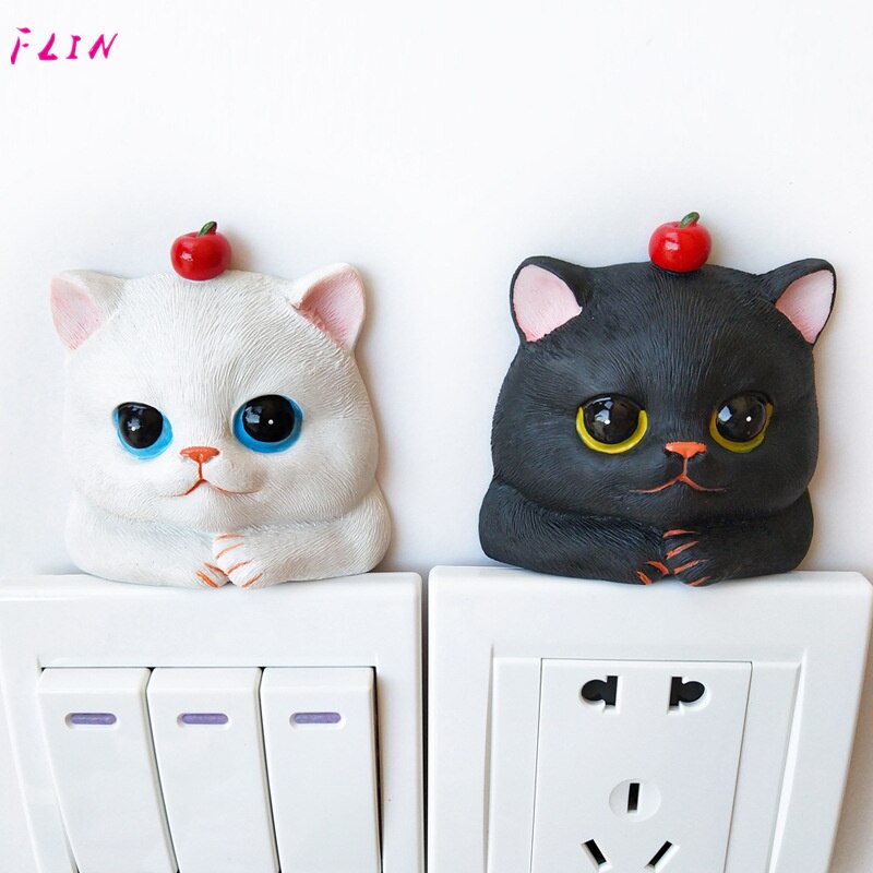 3D Leuke Kat Hars Schakelaar Sticker 3D Muursticke... – Grandado