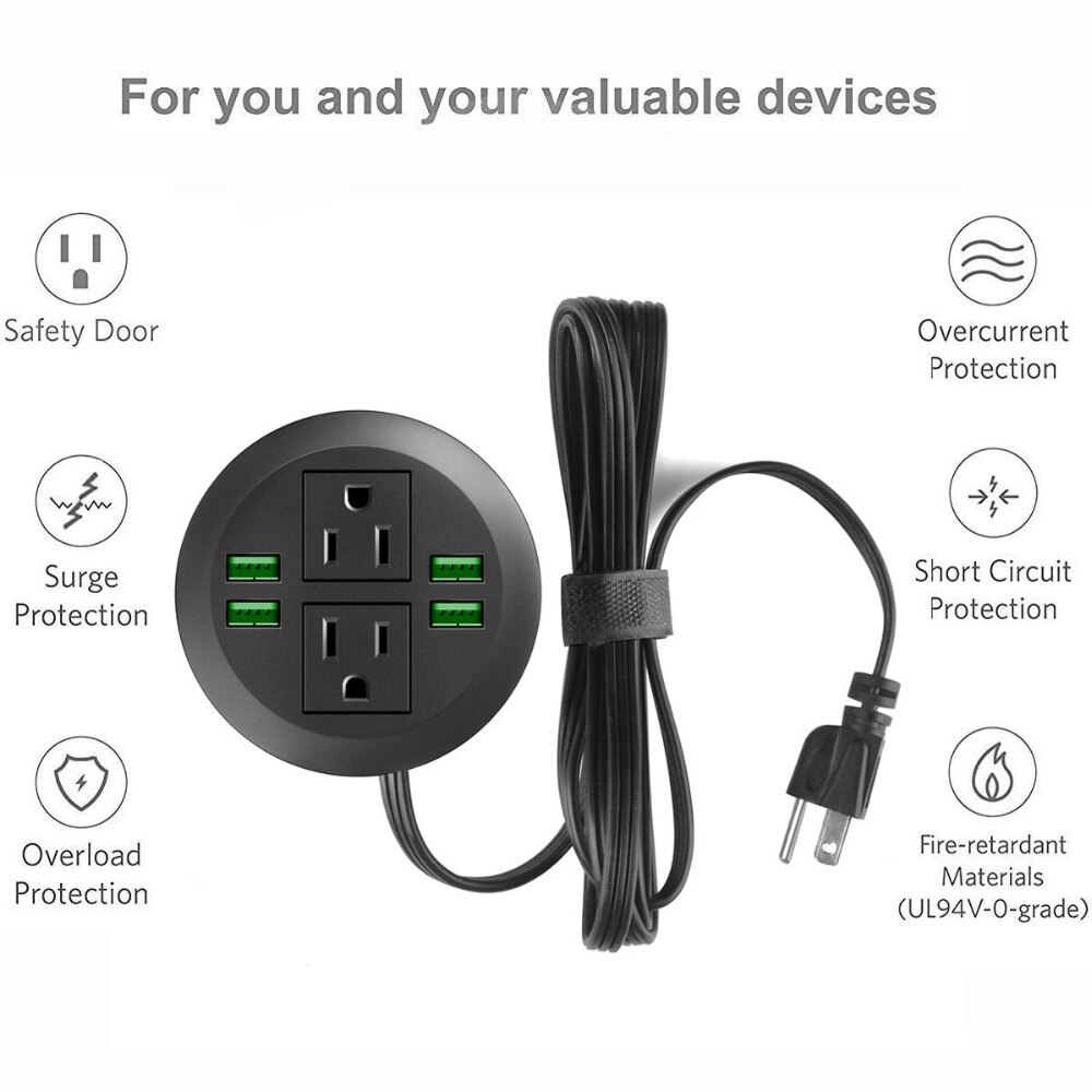 Desktop Power Grommet with USB,Hidden Power Socket... – Vicedeal