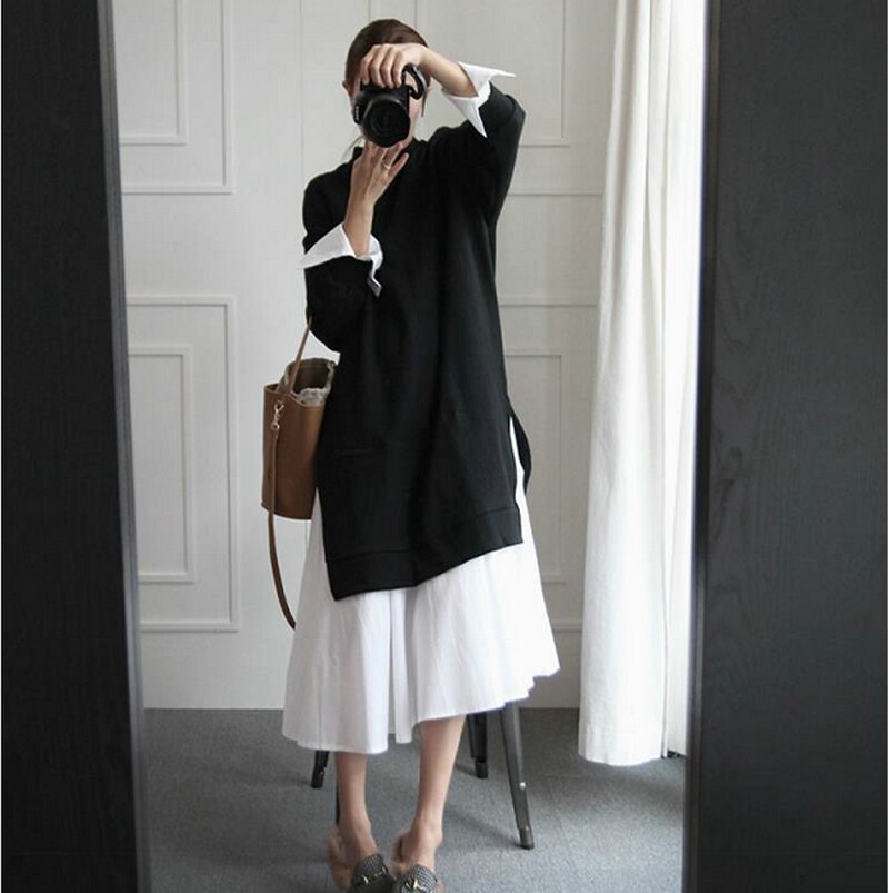 Korea maternity spring splicing long-sleeved shirt... – Grandado