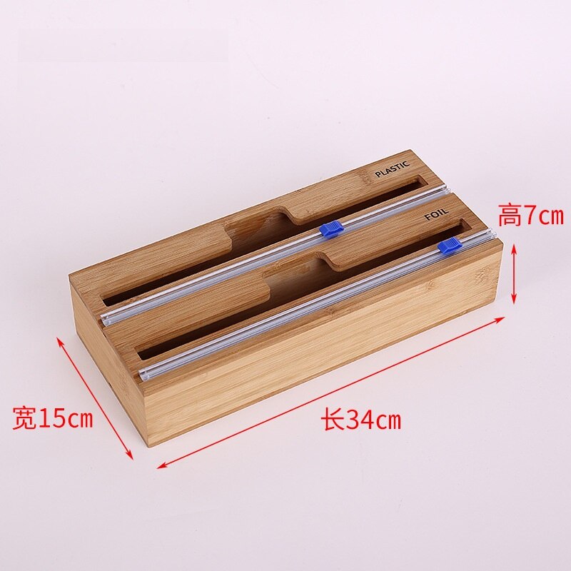 Plastic Wrap Dispenser with Cutter Bamboo Wood Sar... – Grandado