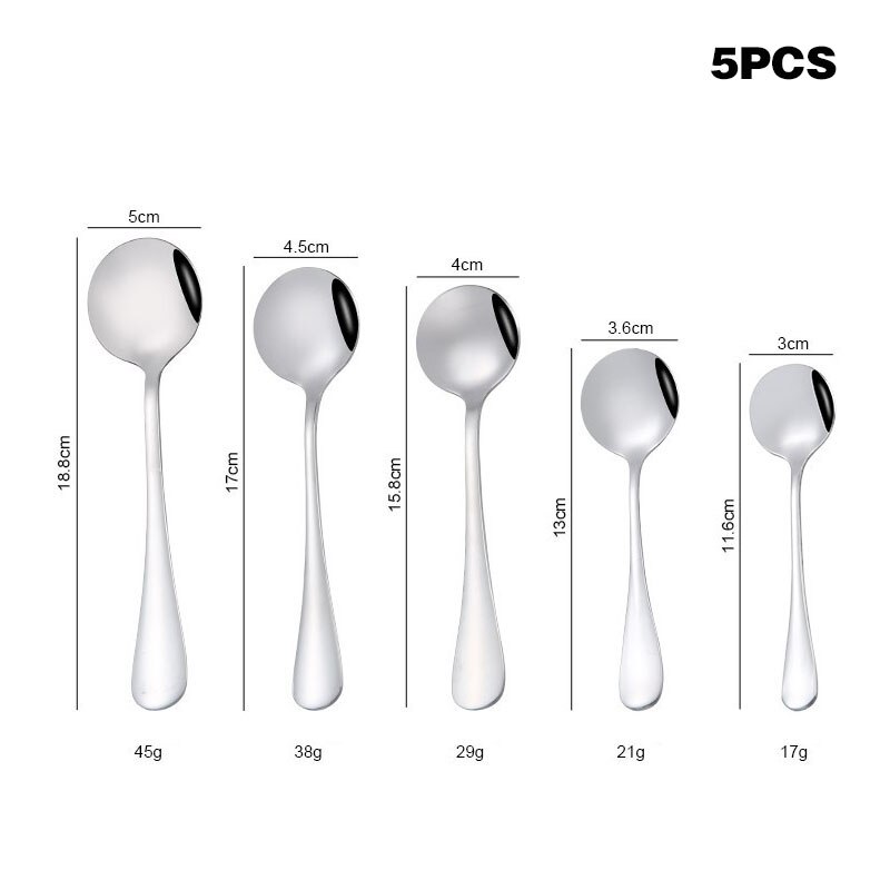 5PCS/Set Stainless Steel Spoons Coffee Dessert Din... – Grandado